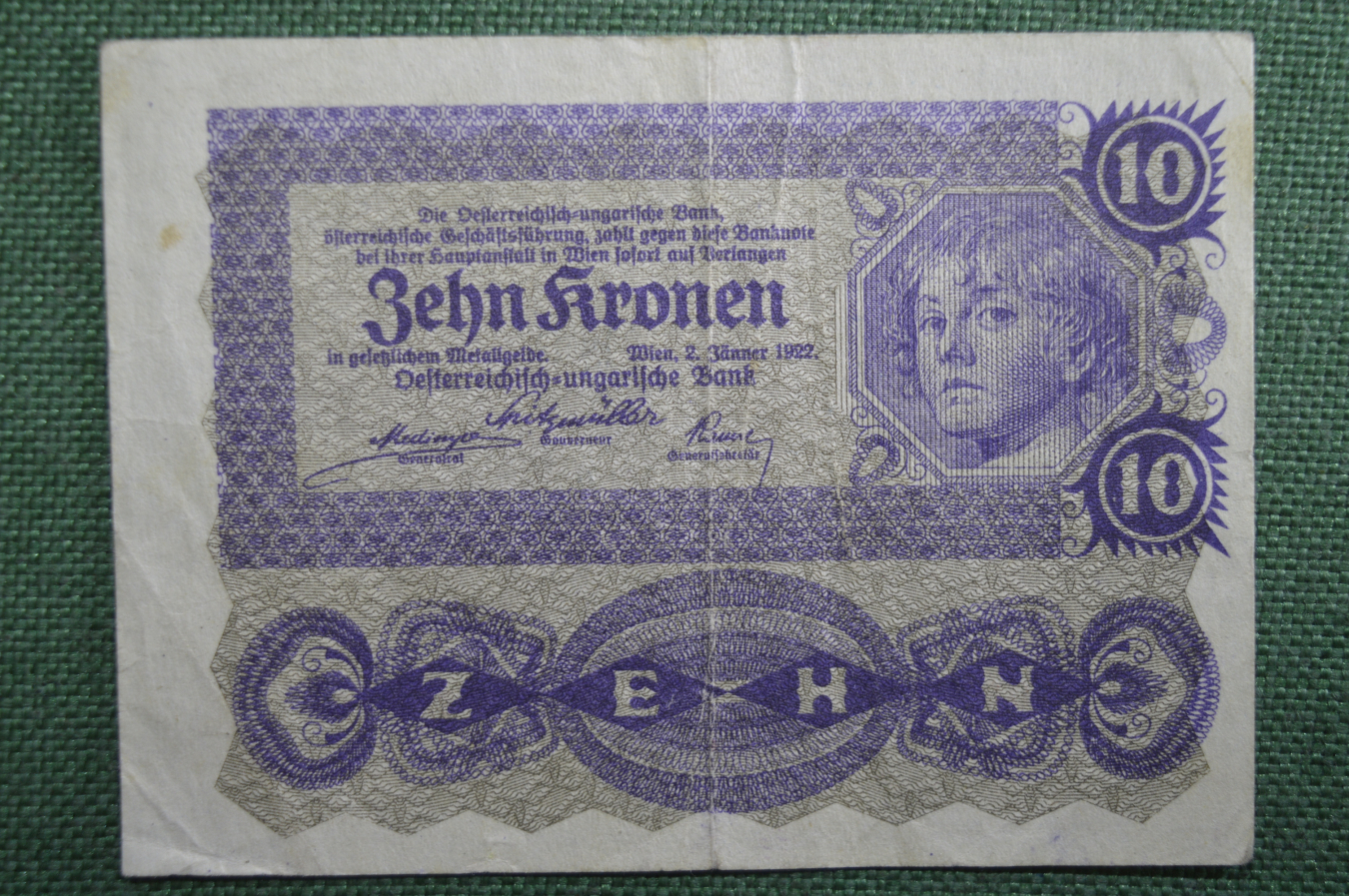 Купить Банкнота 10 крон 1922 года, Австрия. Zenh kronen, Austria. в ...
