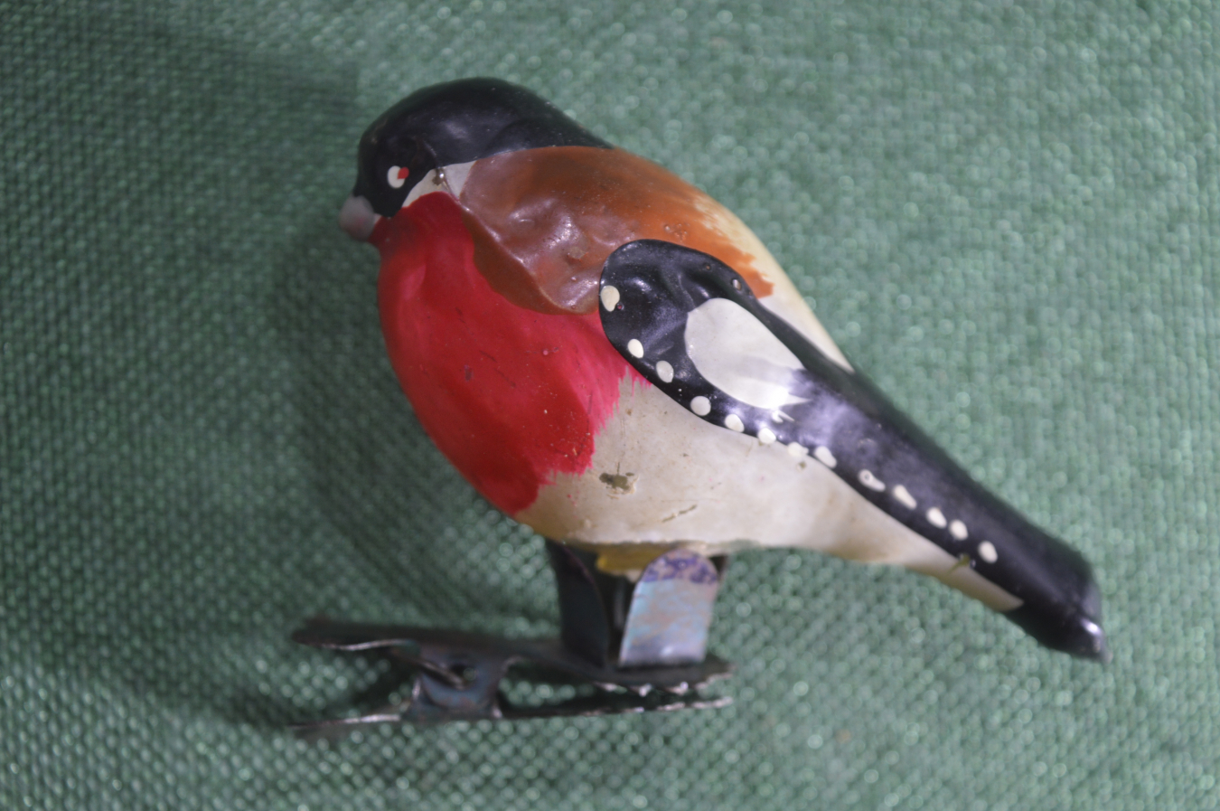 Купить Елочная стеклянная новогодняя игрушка Снегирь птичка Стекло прищепка СССР в