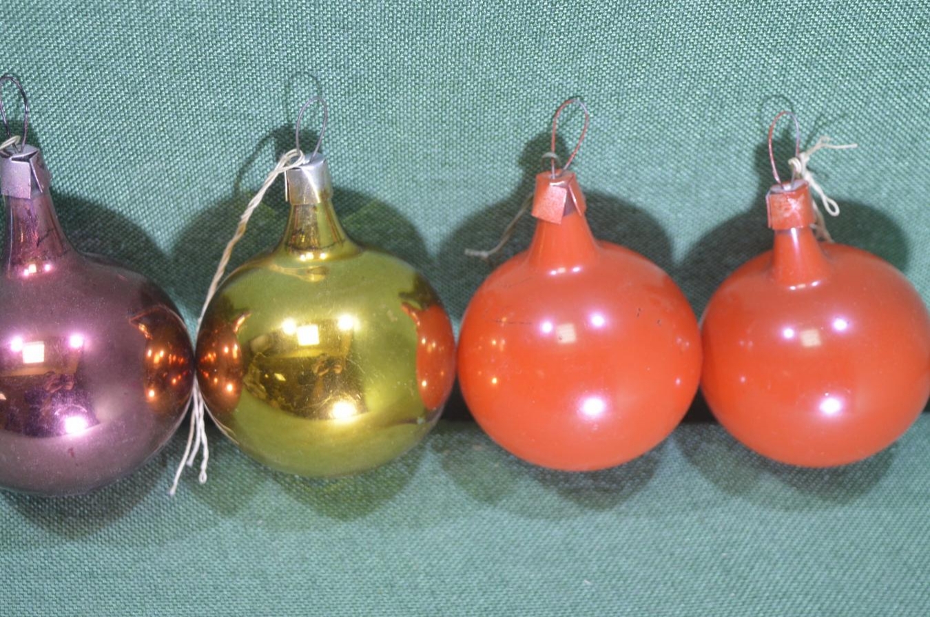 Купить Елочные шары, старого образца. Подборка (8 штук). Стекло. СССР ...
