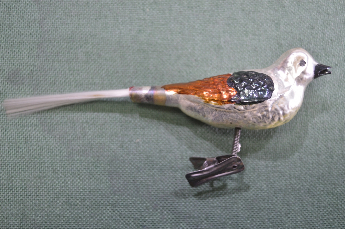 Купить Игрушка елочная Птица птичка Стекло прищепка пружина ГДР