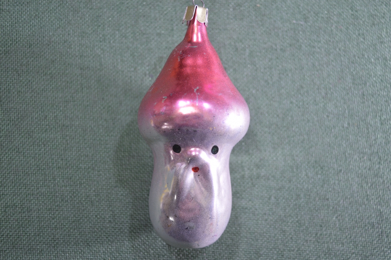 Купить Елочная стеклянная игрушка "Гриб, дед лесовик, малиновый ...