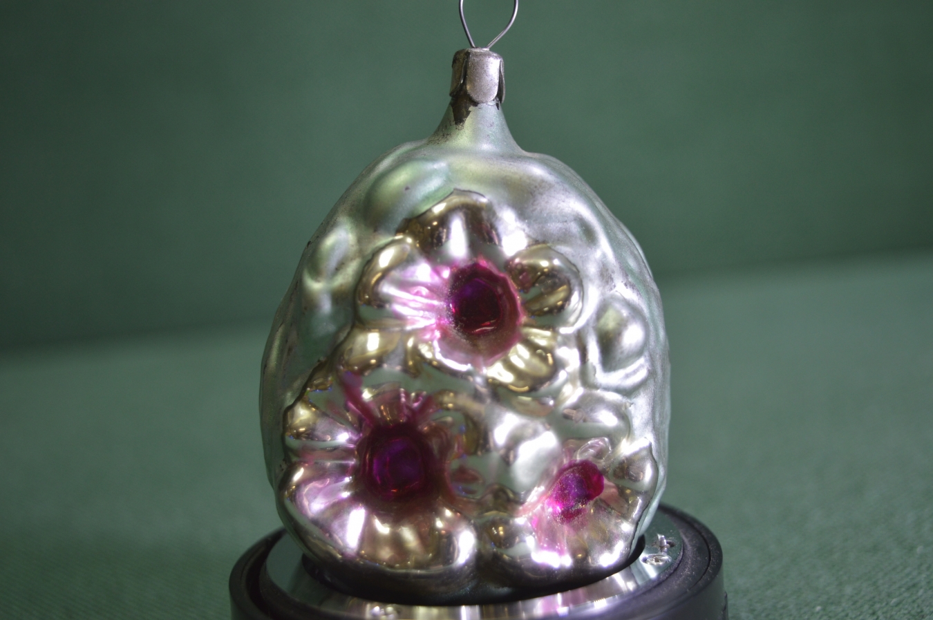 Купить Игрушка елочная стеклянная Фонарь букет цветов трехлистник Стекло СССР в интернет