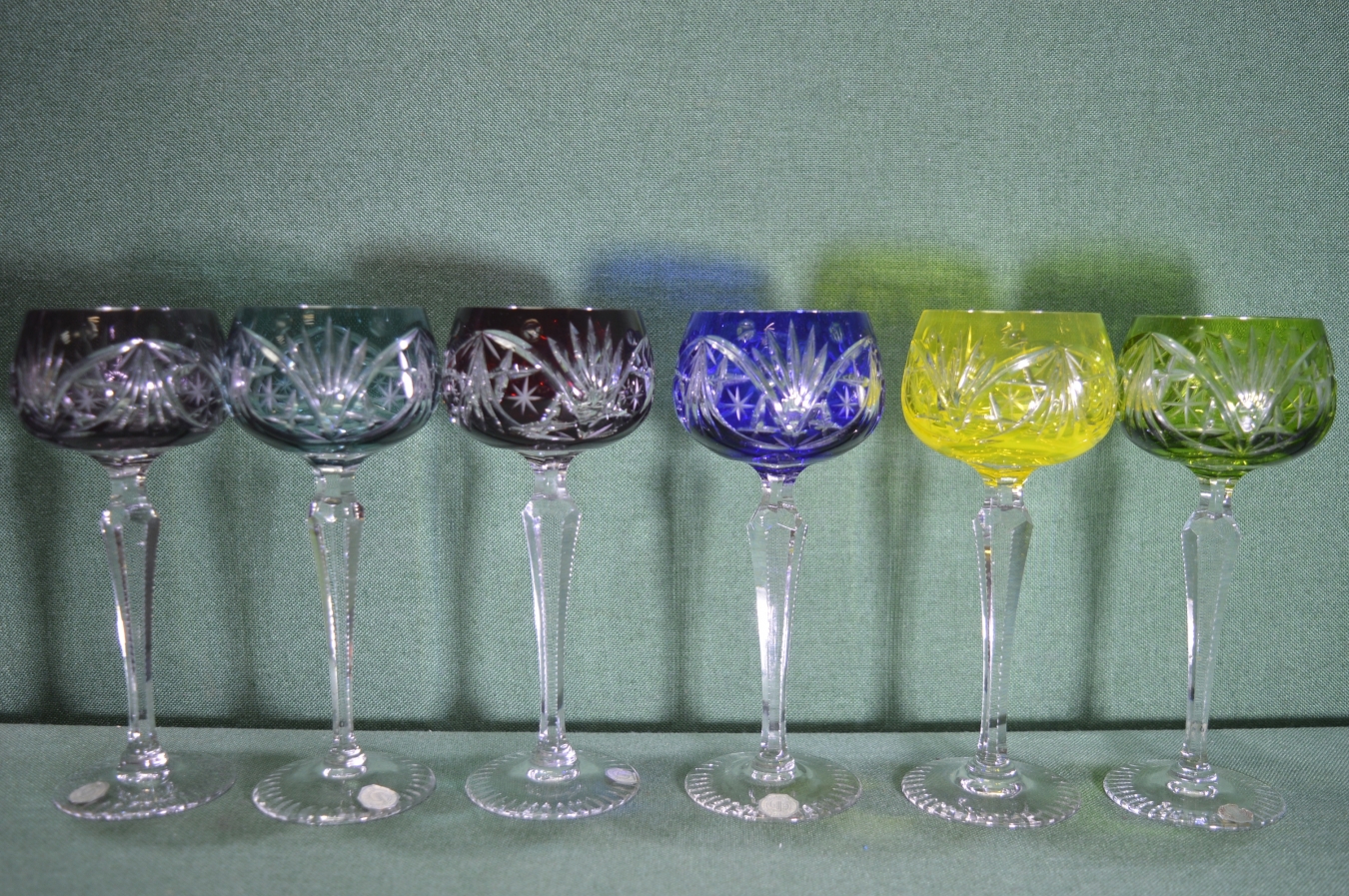 Купить Набор фужеров, бокалов для вина (6 штук). Цветной хрусталь ...