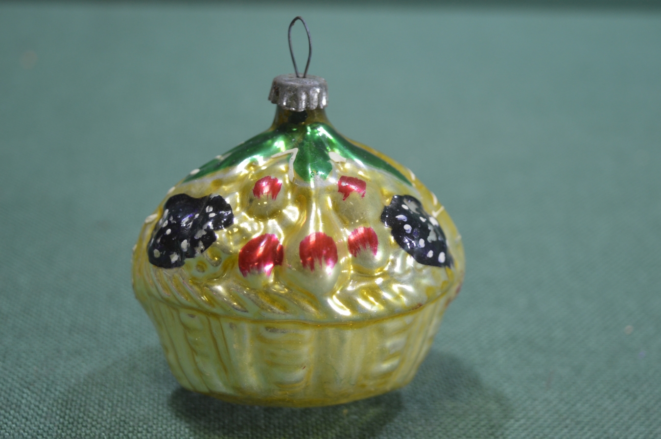 Купить Елочная стеклянная игрушка Корзина корзинка с фруктами Стекло подвес СССР 4 цены