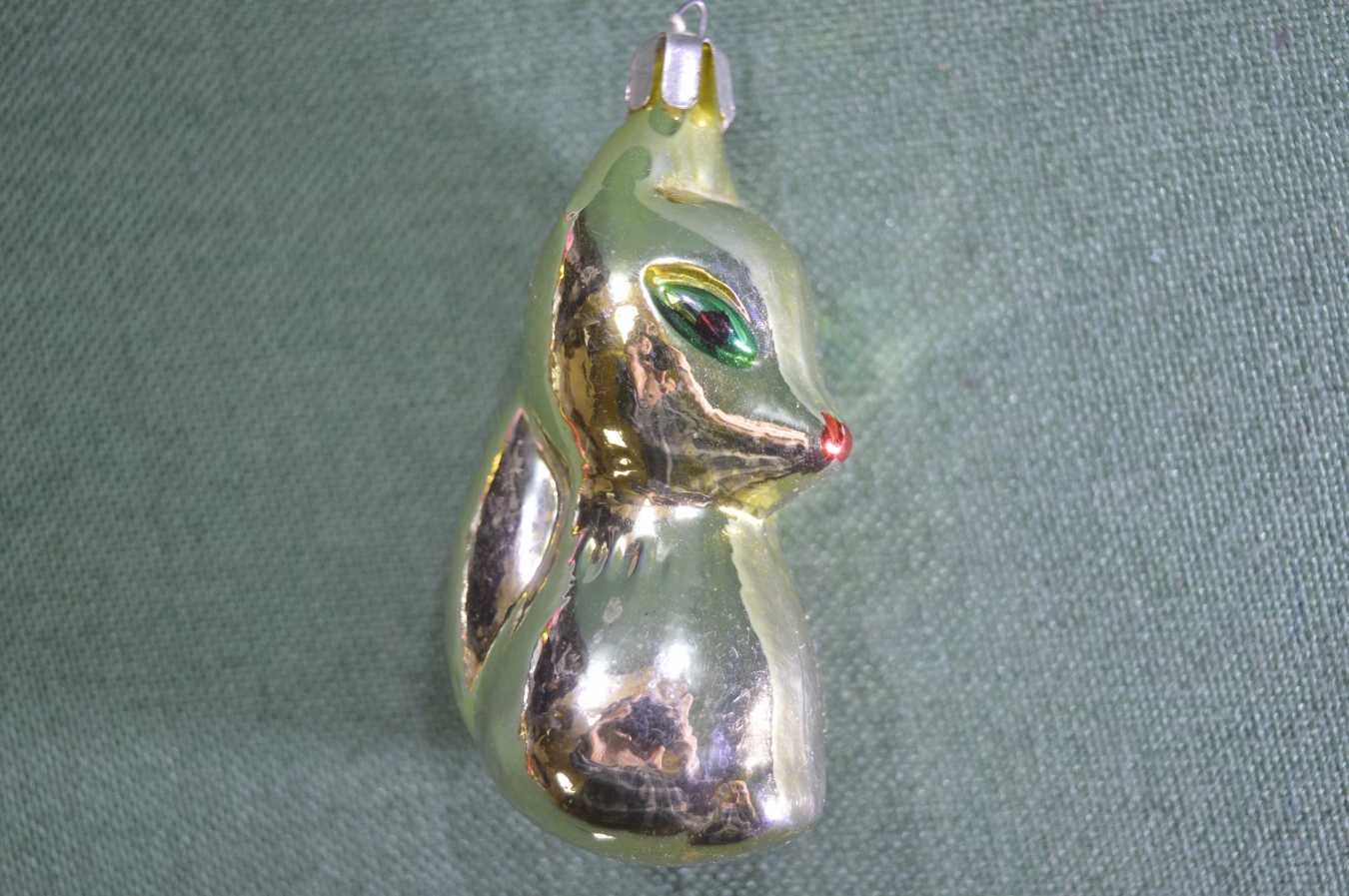 Купить Елочная стеклянная игрушка Лиса лисенок лисичка Золотистая Стекло подвес 4 СССР