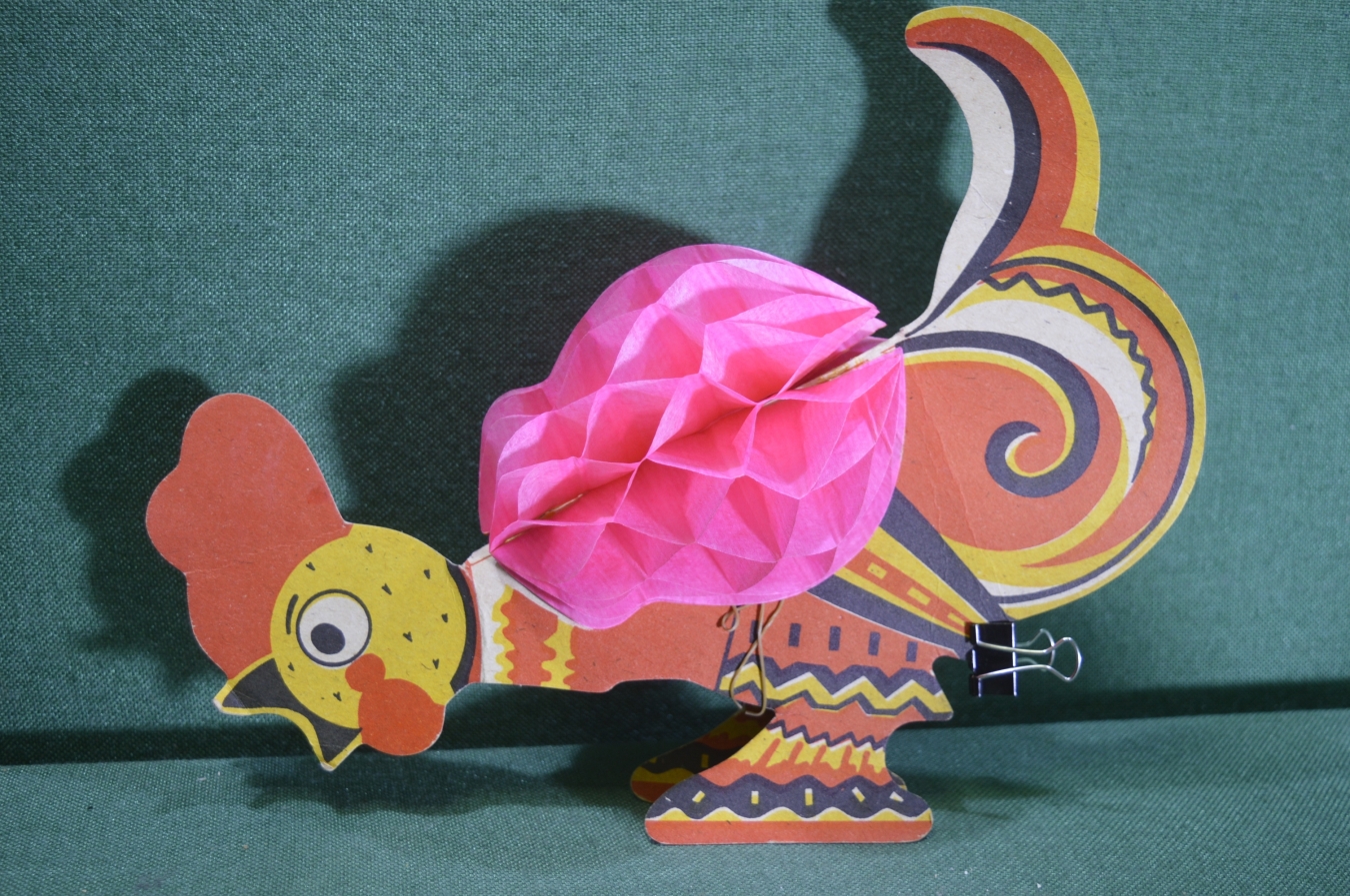 Купить Елочная новогодняя игрушка карнавальное украшение Петушок красный Картон Бумага СССР