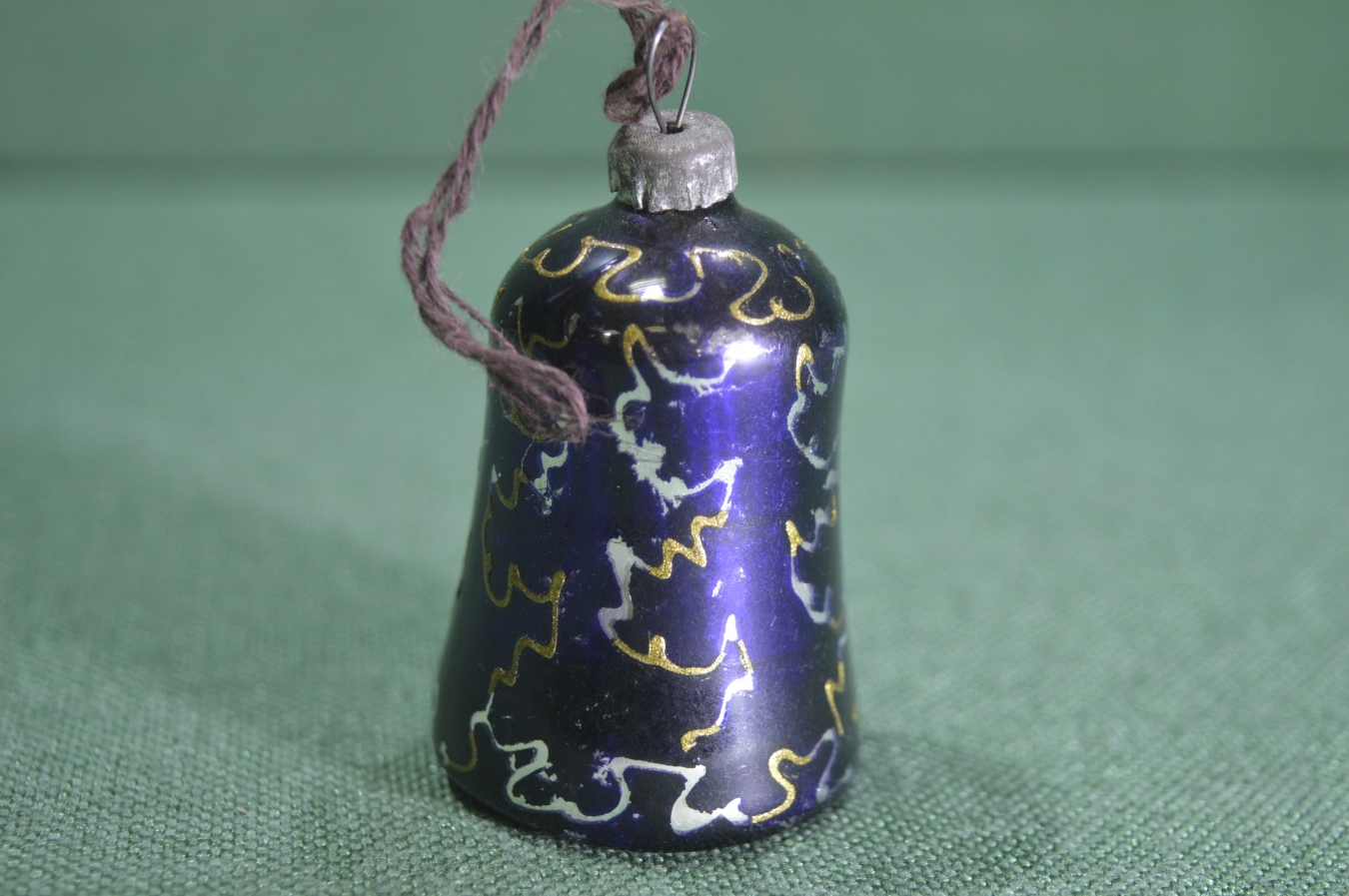 Купить Елочная игрушка "Колокольчик синий с узорами, колокол". Стекло ...